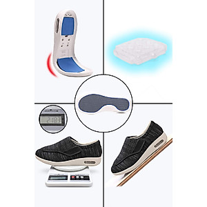 ZUMEIJIA Women's Diabetic Shoes for Women Casual Adjustable Walking Shoes Wide Shoes for Elderly Swollen Feet Non-Slip Air Cushion Bottom Fattening and Widening Black Grey 9.5