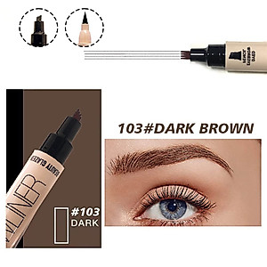 Timipoo 2 in 1 Waterproof Eyebrow Pencil, Tattoo Liquid Pencil with Eyeliner, Micro Fork Tip Applicator, Natural Hair-Like Makeup Precision All Day Wear (03# DARK BROWN)