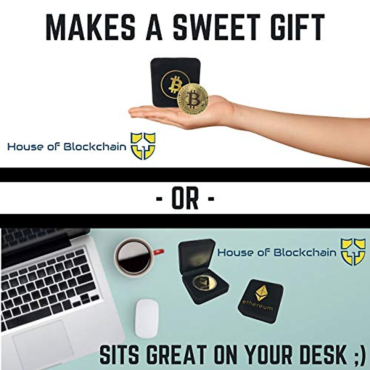 Bitcoin Coin in Luxury Showcase Edition Box: Limited Edition w/Crypto Coin Display Case - Physical Bitcoin - Bitcoin Gifts - Cryptocurrency Coin w/Realistic Details - Desk Home Office Idea