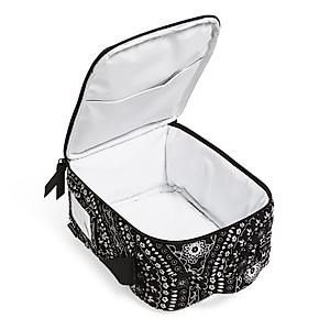 Vera Bradley Women's Cotton Deluxe Lunch Bunch Lunch Bag, Black Bandana Medallion, One Size