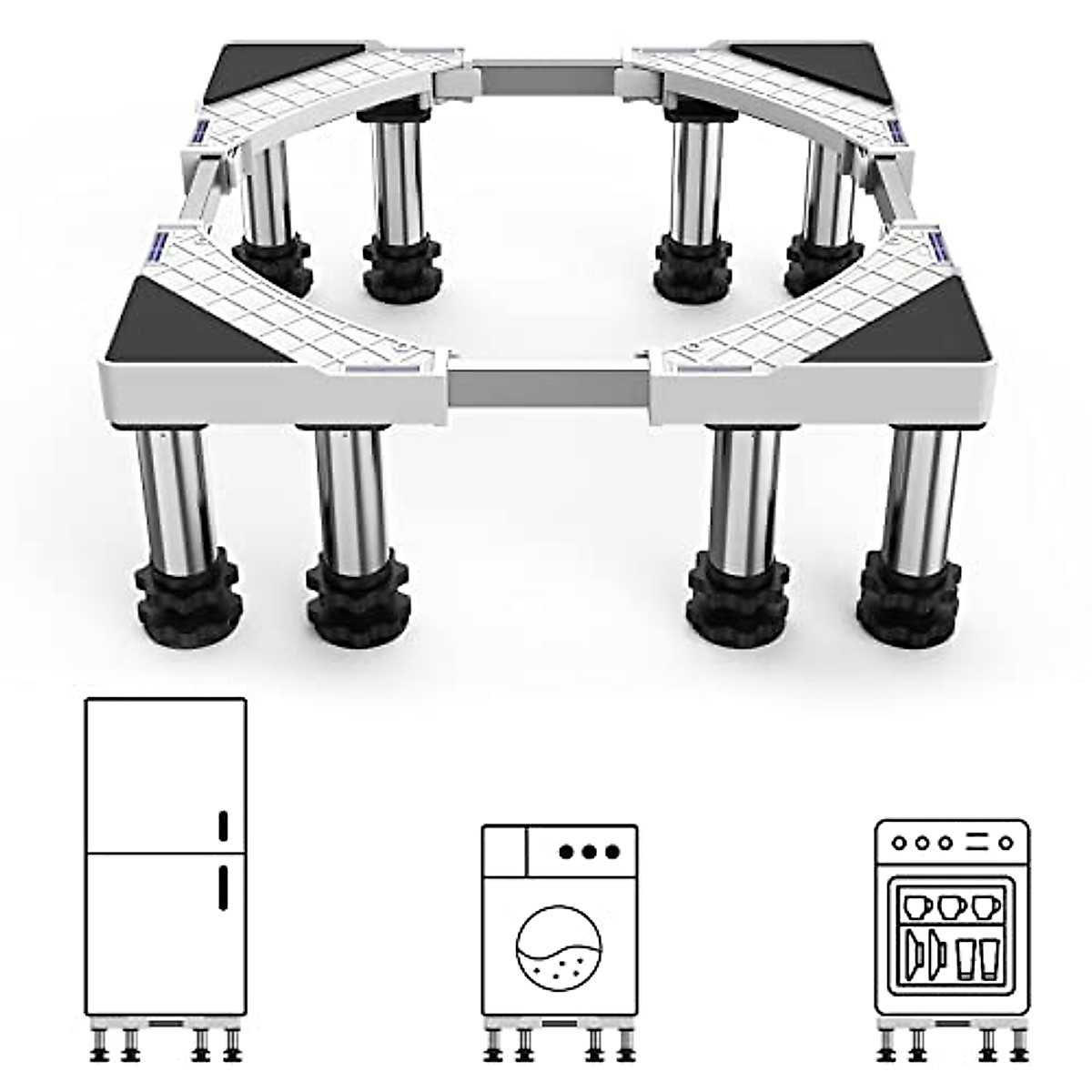 SEISSO Fridge Stand-Upgraded 8 Heavy Duty Feet Adjustable Dryer Stand Increase 7-8.6inch Height Max Load 992LB/450KG Base Stand for Washer Refrigerator Washing Machine Dryer