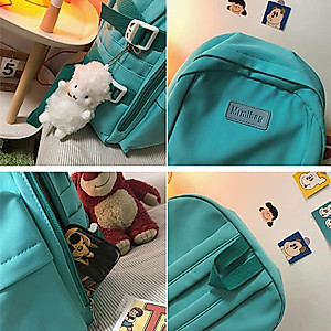 Kawaii Backpack Cute Multi-Pockets Bookbag with Lamb Pandent Aesthetic Laptop for Back to School Stationay Supplies (Blue)