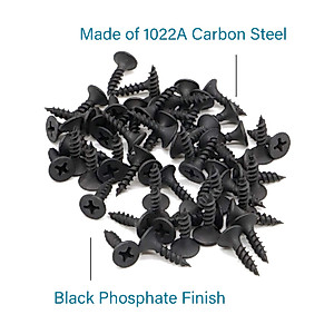 IMScrews 100pcs #6 x 5/8" Flat Head Phillips Drywall Screws Fine Thread Sharp Point Wood Screw, Carbon Steel 1022A, Black Phosphate