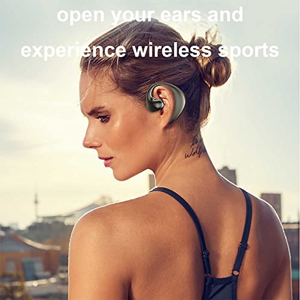 True Wireless Bone-Conduction Bluetooth Headset 5.3, No in Ear Ear, HiFi Audio Quality, Dual Hd Call, 480h Long Endurance, Can Not Be Thrown Off Fit for Outdoor Sport