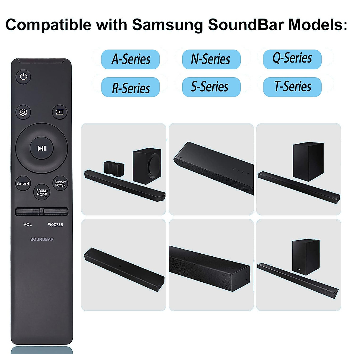 Replacement Samsung Soundbar Remote Control for All Samsung Sound Bar Home Theater Audio Surround Sound Bluetooth System