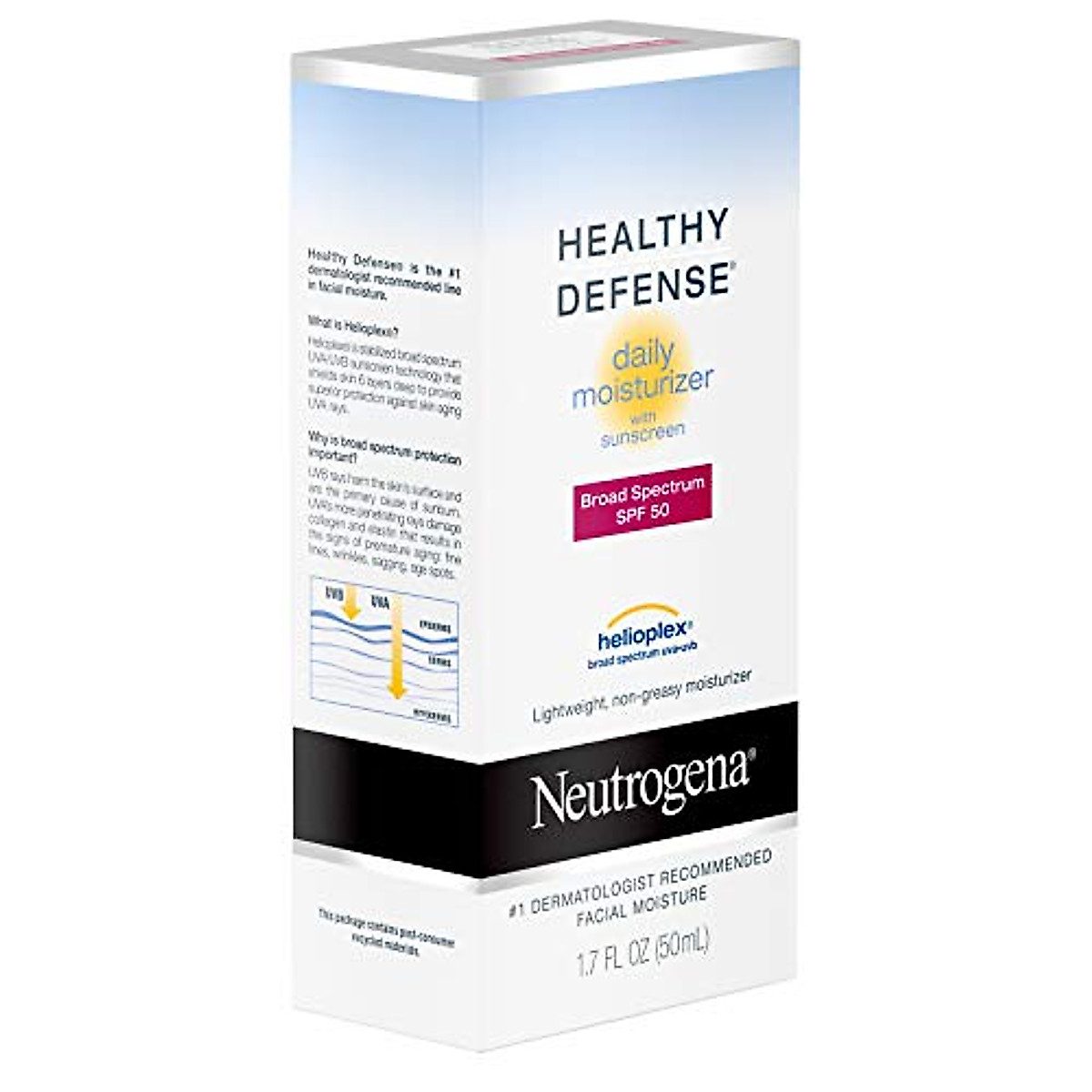 Neutrogena Healthy Defense Daily Moisturizer with SPF 50 and Vitamin E, Lightweight Face Lotion with SPF 50 Sunscreen and Antioxidants, Vitamin C & Vitamin E, 1.7 fl. oz (Pack of 2)