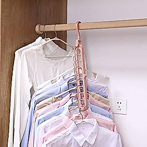 NA Nordic Style Creative Retractable Hanging Clothes Airing Rack Household Folding Plastic Storage Rack Storage Fantastic Nine-Hole Hanger