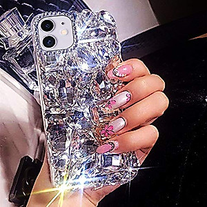 Bonitec for iPhone 11 Case 3D Glitter Sparkle Bling Case for Women Luxury Shiny Crystal Rhinestone Diamond Bumper Clear Gems Protective Case Cover