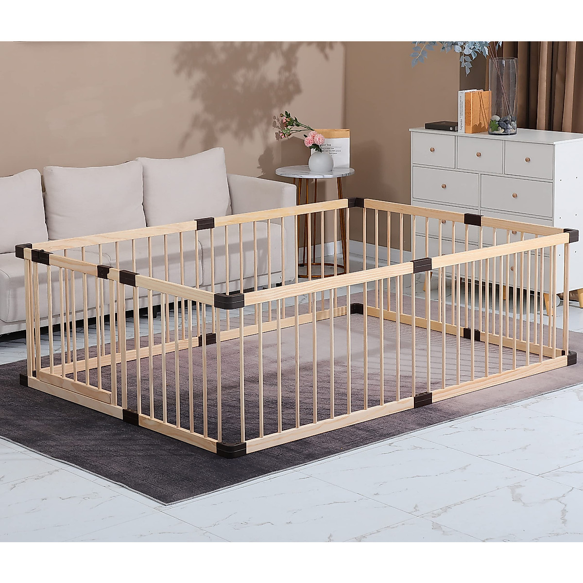 Baby Playpen,Playpen for Babies and Toddlers, Wooden Baby Playpen,79x71, Baby Play Pen,Baby Play Fence,Baby Play Yards,Baby Activity Center (180x200CM)