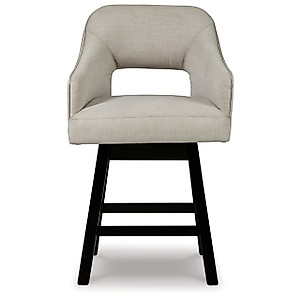 Signature Design by Ashley Tallenger 25" Upholstered Swivel Counter Height Bar Stool, 2 Count, Beige & Dark Brown