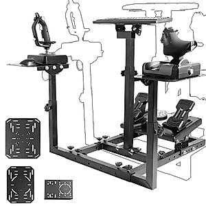 Anman Flight Racing simulator cockpit Wheel Stand Dual-Purpose Fit for Logitech Shifter Joystick Pedals,Thrustmaster/Hotas Warthog, Only Include Flight Joystick Mount Three Sizes Shift Lever Panels