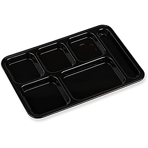 Carlisle FoodService Products Right-Hand 6-Compartment Tray, 10" x 14", Black