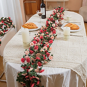 MARTINE MALL Flower Garland Rose Vines, 2 Strands 16.5Ft Rose Floral Vines Decoration for Bedroom, Room Table, Birthday, Wedding, Party, Garden, Wall Decor