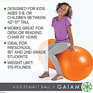 Gaiam Kids Peanut Bounce Desk Chair - Exercise Yoga Balance Stability Sitting Ball - Sensory Toys for Autistic Children - Flexible Seating for School or Classroom, Wiggle Seat for Boys and Girls