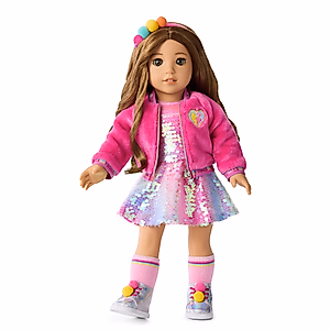American Girl x DreamWorks Trolls Truly Me 18-inch Doll Clothes Fuzzy Fuchsia Sparkle Outfit with Jacket, 7 pcs, Ages 6+