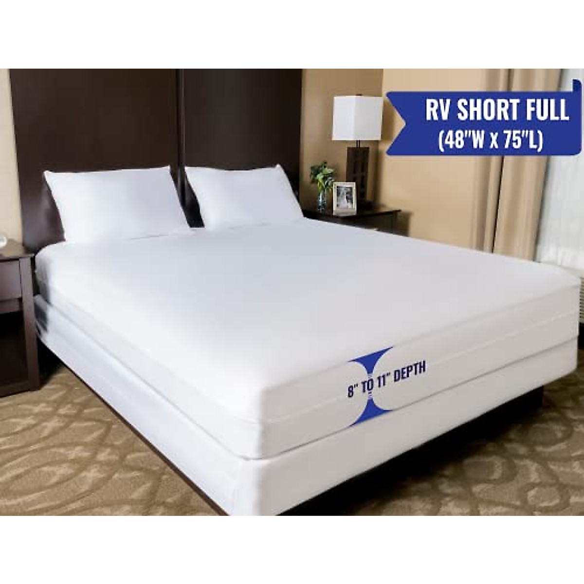 RV Short Full Mattress Protector (48”Wx75 L) Fits 8"-11" Depth - Zippered Waterproof Three Quarter 3/4 Full Mattress Encasement - Hypoallergenic Premium Bed Cover Protects from Dust Allergens