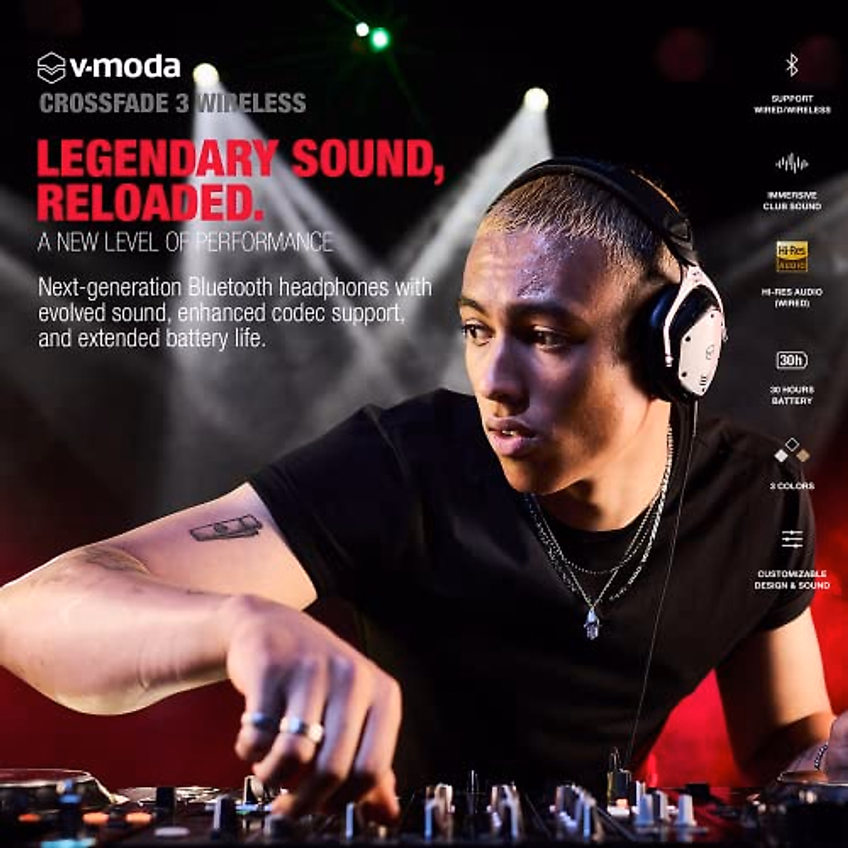 V-MODA Crossfade 3 Wireless, Matte Black