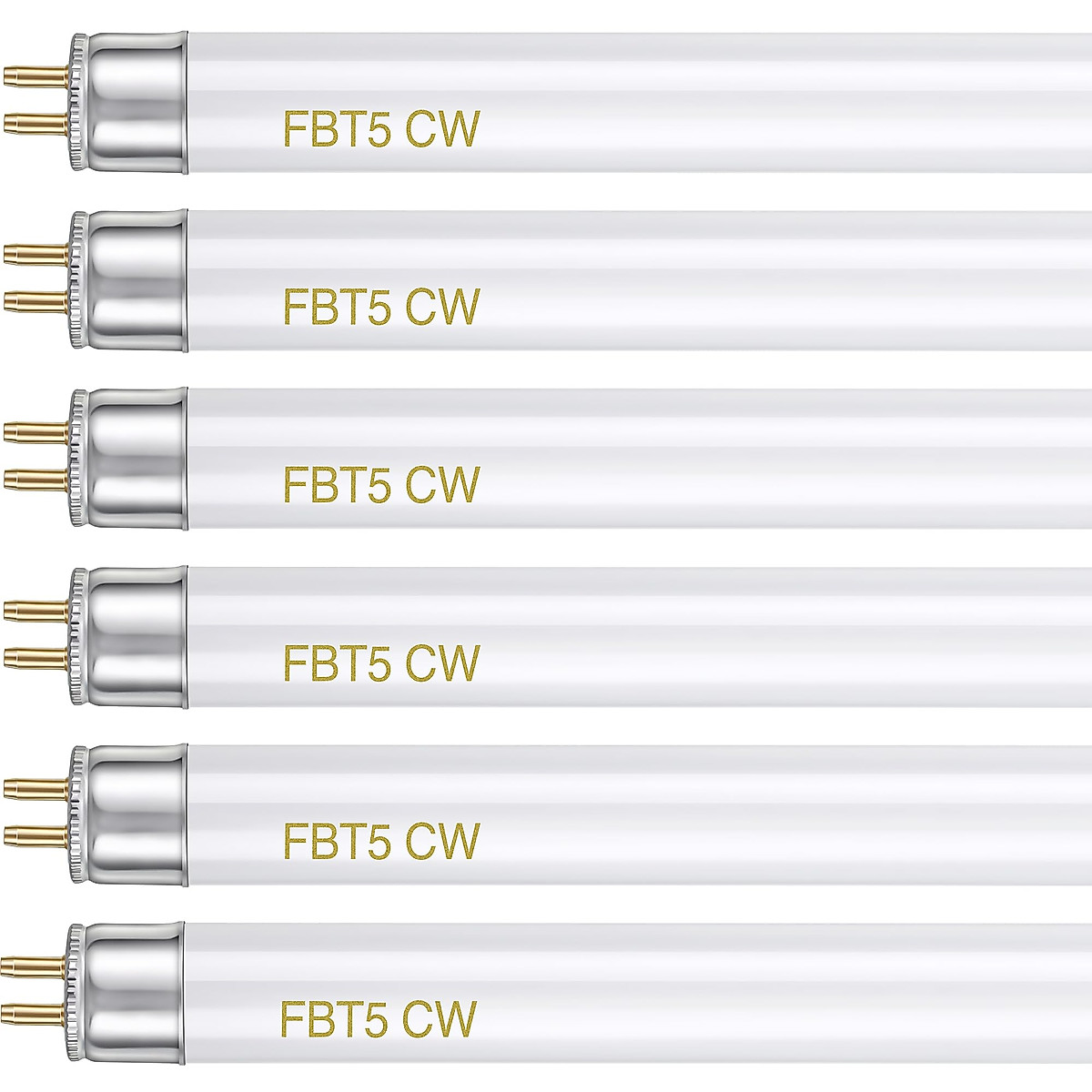 Hiboom 6 Pack F8T5 4100K Fluorescent Light Bulbs with G5 Mini Bi Pin Base, 12 Inches 8W Cool White T5 Tube Replacement for Under Cabinet Light, Kitchen, RV, Closet