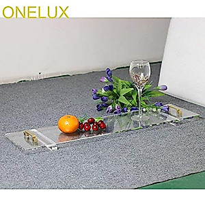 Acrylic Bathtub Tray Caddy with Metal Handles, Lucite Clear Bathroom Tray Rack