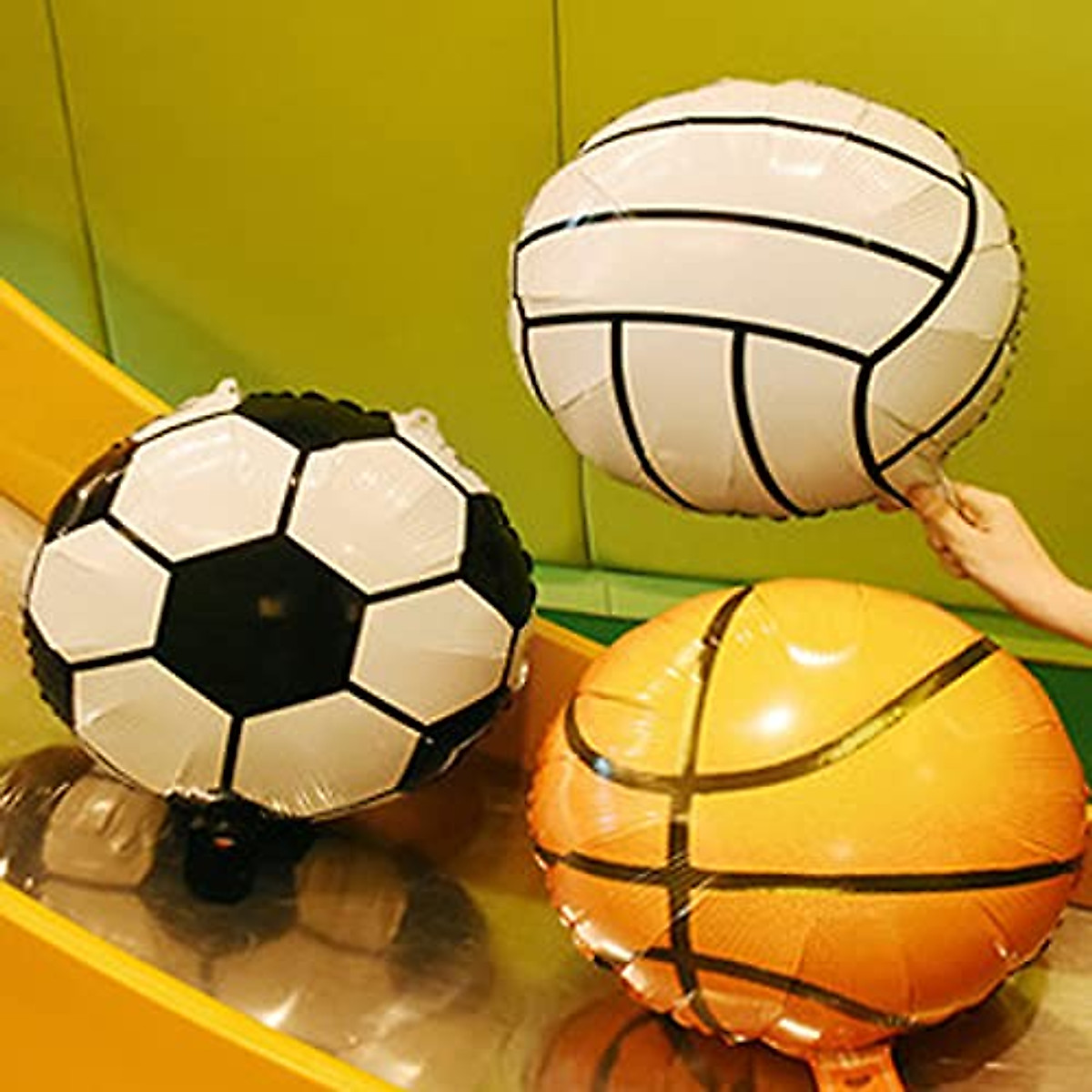 BinaryABC Basketball Mylar Foil Balloons,Sports Theme Party Supplies,10Pcs(18 Inch) (Basketball-1)