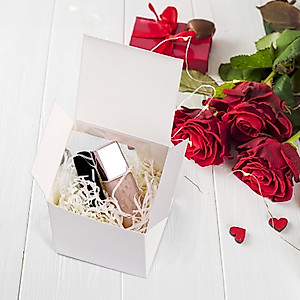 AVLA 50 Pack Gift Boxes for Sublimation Mugs, 4.3x4.3x5'' Small White Packaging Box, 12OZ 15OZ Transparent Cups Wrapping Box with Clear View Window, Cupcake Box Christmas Ornament Box for Wedding