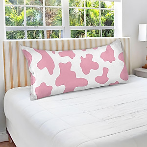 Pink Cow Print Camo Fluffy Pillow Cases Covers, Pillow Cases Queen, Warm and Fuzzy Polyester Pillowcase, 4 Optional Sizes