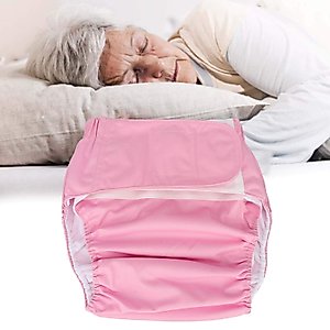 AYNEFY Diaper, Waterproof Washable Reusable Adult Elderly Cloth Diapers Pocket Nappies for Bedridden Patients, Middle-Aged and Elderly People, People with Reduced Mobility(Pink)
