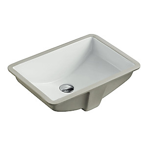 KINGSMAN 20.9 Inch Durable Rectrangle Undermount Vitreous Ceramic Lavatory Vanity Bathroom Sink - Pure White (20.9 Inch)