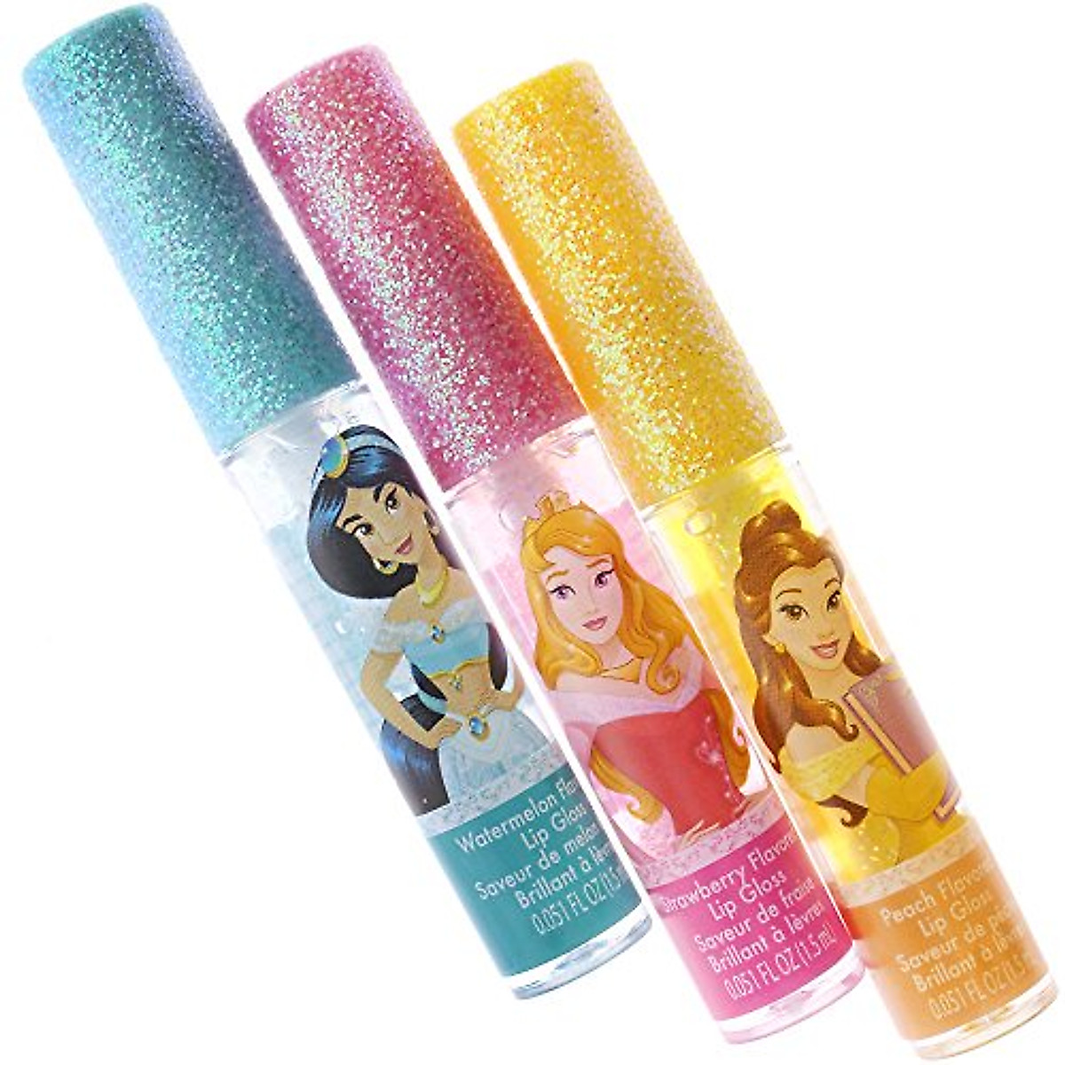 Townley Girl Disney Princess Super Sparkly Lip Gloss Set, 0.05 Fl Oz (Pack of 7)
