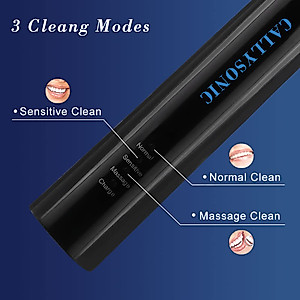 CALLYSONIC Sonic Rechargeable Electric Toothbrush, 48,000VPM Rechargeable Toothbrushes with Normal, Sensitive, Massage Modes, 4 Replacement Brush Heads for Adults Kids - Black