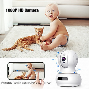 Pet Camera, Indoor Camera with Pan Tilt Zoom, WiFi Camera Indoor with Remote Viewing, Baby Monitor with Camera and Audio, Night Vision, Motion Detection, 2-Way Audio, SD Card/Cloud Storage