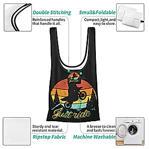 Chioee Motorcycle Reusable Shopping Bags Heavy Duty 50Lb Weight Capacity Portable Reusable Bags Large Shopper Bags for Groceries