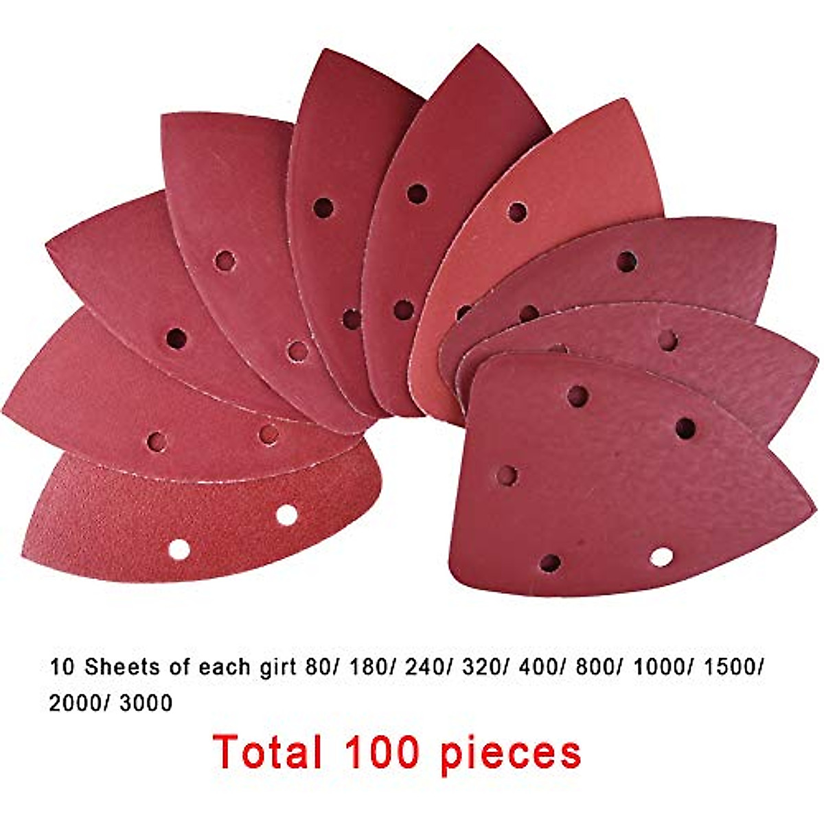 AUSTOR 100 Pieces Mouse Detail Sander Sandpaper Palm Sanding Sheets Hook and Loop Assorted 80/180/ 240/320/ 400/800/ 1000/1500/ 2000/3000 Grits