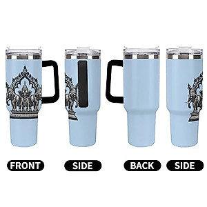 Three Elephants Laos 40OZ Tumbler Stainless Steel Travel Mug Water Bottle Car Cup Tea Cups with Lid Black-style