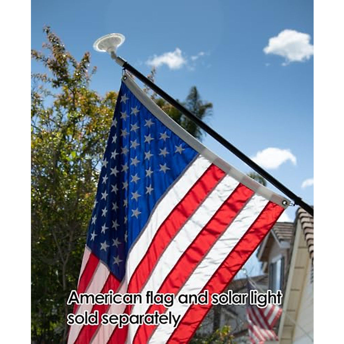 American Signature Flag Pole for House - 6 ft Heavy-Duty Aluminum Tangle Free Spinning Flag Pole with Metal Mounting Rings - Outdoor Wall Mount Flagpole for Residential Commercial (Black, 6')