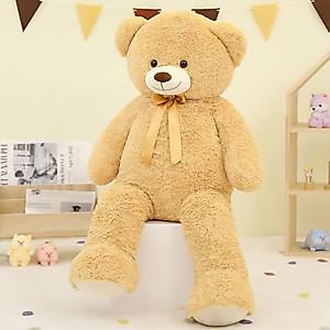 MorisMos 52'' Giant Teddy Bear Stuffed Animals, Cuddly Soft Big Teddy Bears Plush, Large Stuffed Bears for Kids, Baby Shower, Christmas, (Light Brown)