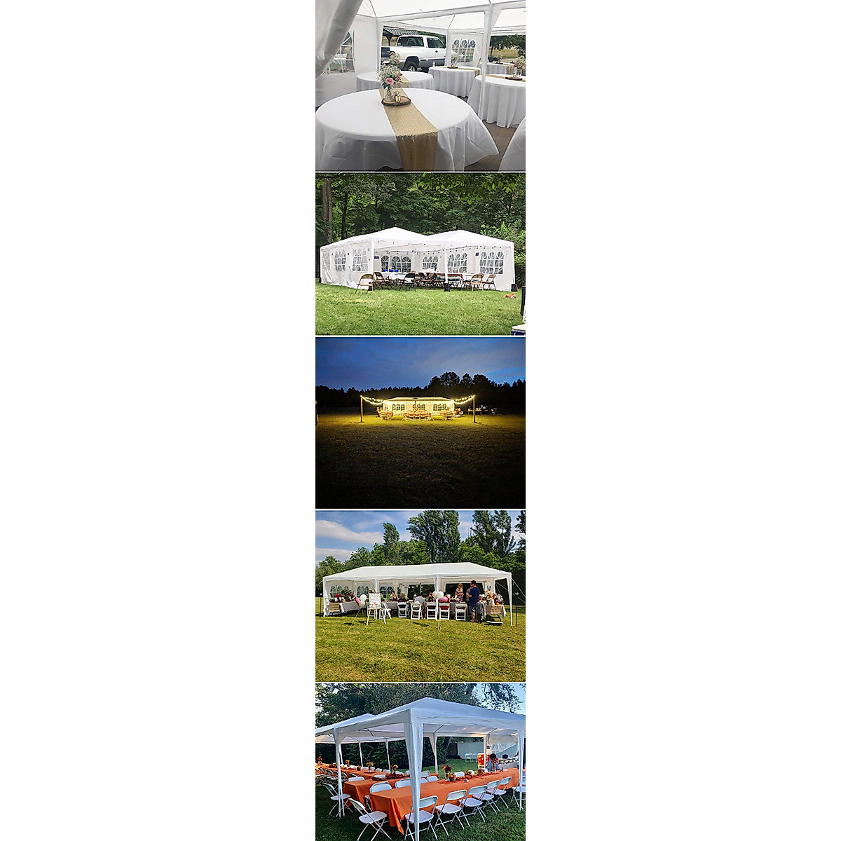 10'x30'x8.5' White Outdoor Gazebo Canopy Tent 8 Removable Walls, for Wedding Tent Party Tent Meeting Tent Camping Tent Commercial Use Backyard Events Etc, Easy to Assemble, Elegant Design