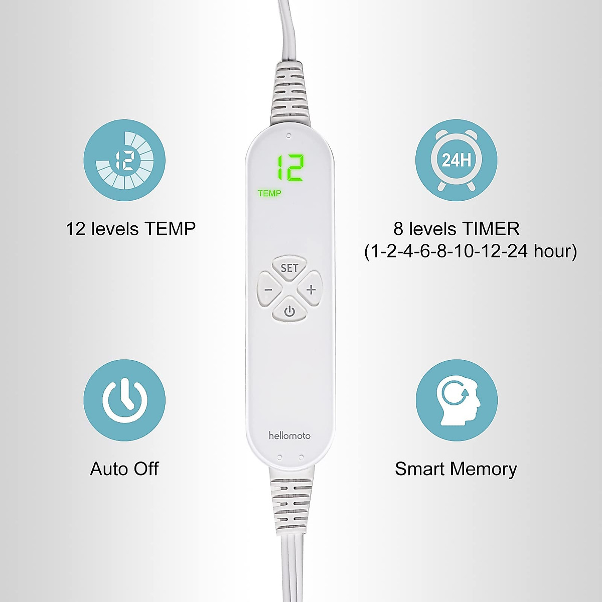 Full Weighted Heating Pad for Pain Relief, Hot Heat Pad for Back and Shoulders Pain Relief, 2.2lb Electric Heating Pad with 8 Timer Settings & 12 Heat Settings | Auto Shut Off, 12 x 24, Washable