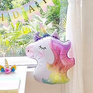 158pcs Unicorn Balloons Arch Garland Kit Pastel Pink Blue Yellow Balloons with Unicorn Rainbow Balloon Happy Birthday Baby Shower Party Wedding Decoration