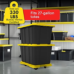 Connectable Moving Dolly | 330 lbs Capacity per Dolly - BV Certified| Anti-Slip Surface | Made of Heavy-Duty Polypropylene & Thermoplastic | Non-Marking 3” Swivel Casters | 25’’ x 17.1’’ x4.7’’