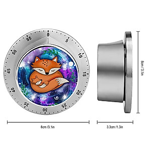 Kitchen Timer, Kitchen Timers for Cooking, Kitchen Timer Magnetic, Fox with Space Pattern Pattern Waterproof Time Timer Stainless Steel Multiuse for Home Baking Cooking Oven