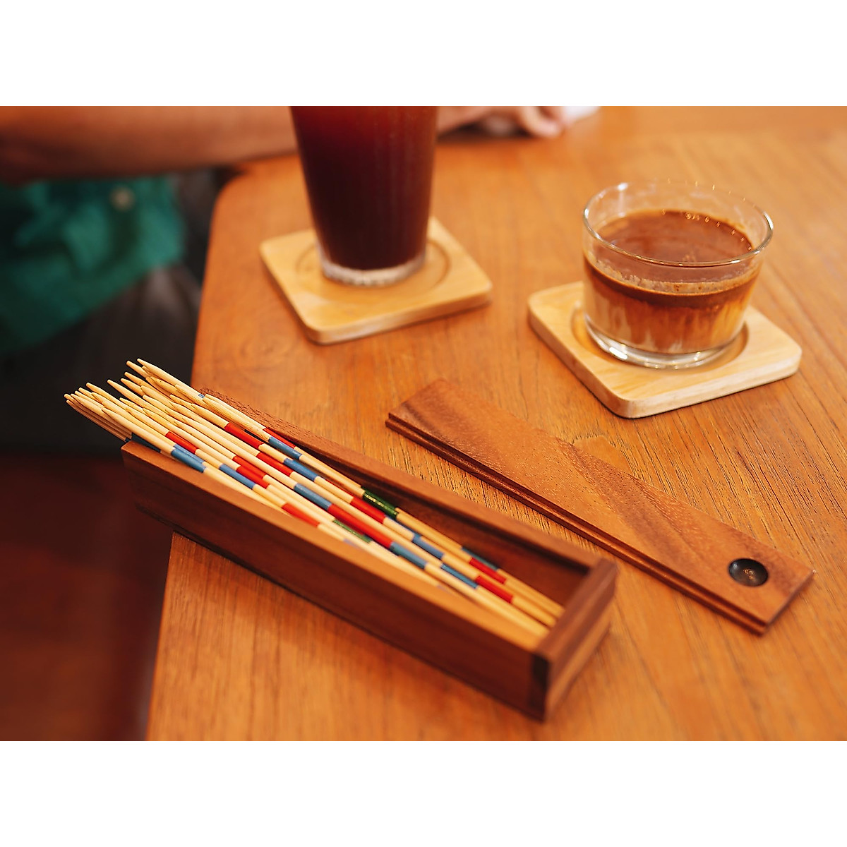 BSIRI Mikado Wooden Pick Up Sticks Classic Kids Board Game for Adults and Teens in Family and Children Board Games for Kids 7 and Brain Teasers of Mathematics Fun Table Games