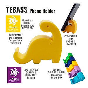 TEBASS Dinosaur Desk Accessories Phone Holder for Desk Dinosaur, Cute Phone Stand Set 5Pcs– Silicone Phone Stand – 5 Cute Dinosaur Birthday Party Supplies– No Plastic Packing – Cute Desk Accessories