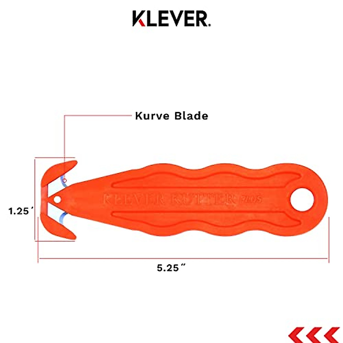 Klever Kutter PLUS Safety Cutter, Carbon Steel Blade, Disposable Package Opener, Utility Knife Cuts Boxes, Film, Tape and More, Orange, 20/pk (PLS-100G)