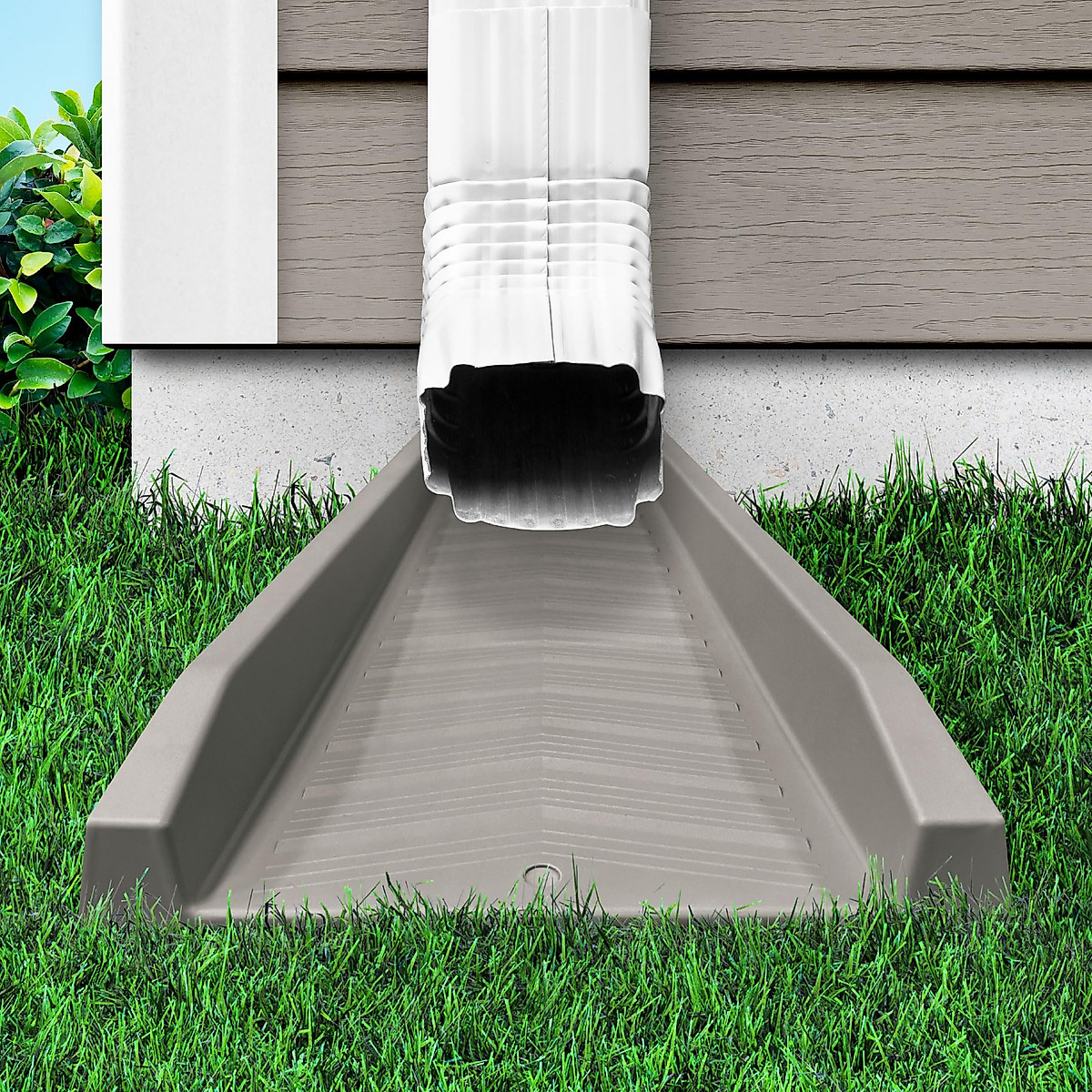 Master Mark Splash Block, Decorative Gutter Downspout Extensions, Splashguard, Foundation Water Diverter, Rain Gutter Guard, Plastic 24” Gray (1 Pack)