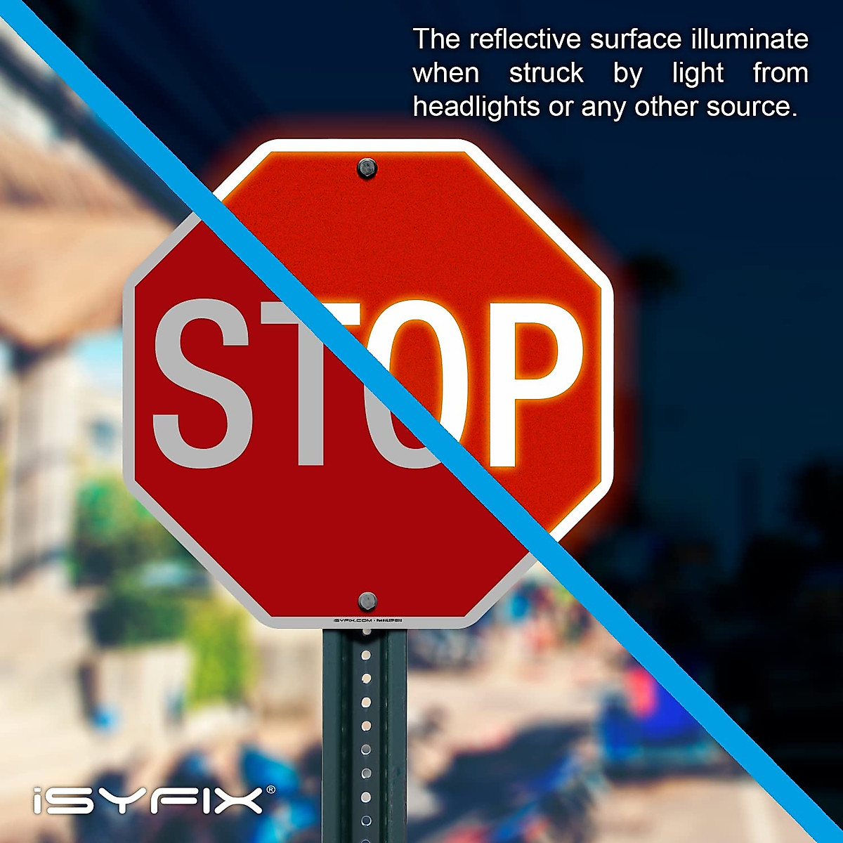 iSYFIX Stop Sign Reflective Aluminum – 12 x 12 Inch,1 Pack– Street Traffic, Slow Warning, Laminated, UV, Weather, Scratch and Fade Resistant on Outdoors, Great for Crossings, Garage and Parking