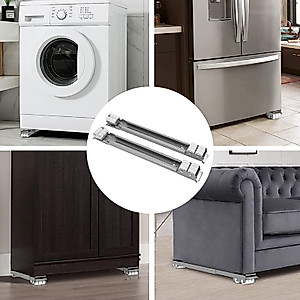 Furniture Dolly Mobile Roller, 300KG Load Bearing Extensible Appliance Roller, Fridge Stand Moving Cart with Adjustable Height Lifting Tool Lever for Washing Machines Refrigerators Dryers (Silver)