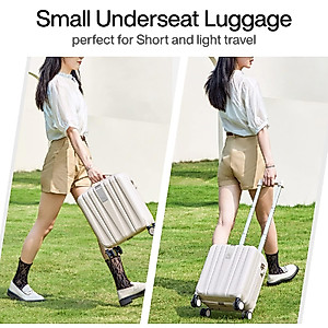 Hanke 14 Inch Underseat Carry On Luggage with Wheels, Lightweight, Waterproof, TSA-Approved, Suitcase, Ivory White