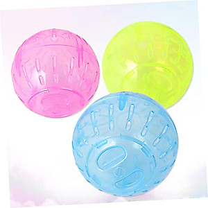 Hohopeti 3pcs Cm Transparent Gerbil for Animal Pets Plastic Wheel Run-About Mini Cage Chinchilla Ball- Ball Color Cute Pig Running Toy Runner Hedgehog Exercise Portable Accessories