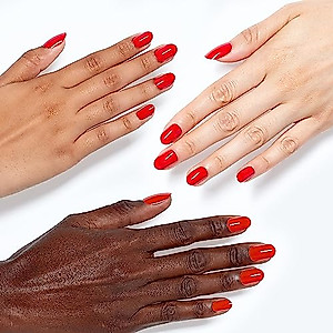 OPI xPRESS/ON Press On Nails, Up to 14 Days of Wear, Gel-Like Salon Manicure, Vegan, Sustainable Packaging, With Nail Glue, Short Red Nails, Cajun Shrimp